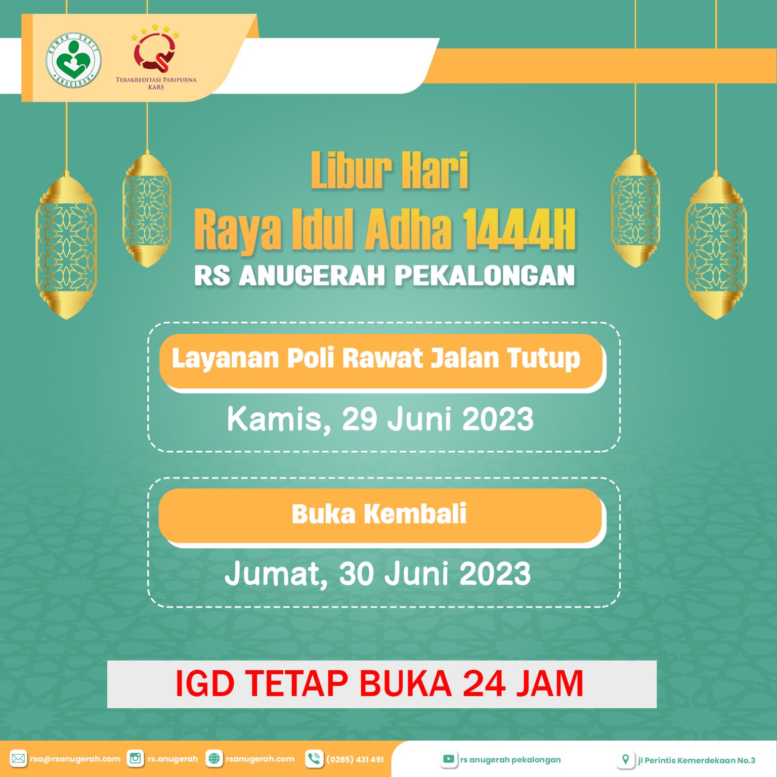 Informasi Libur Hari Raya Idul Adha 2023 - RS Anugerah Pekalongan